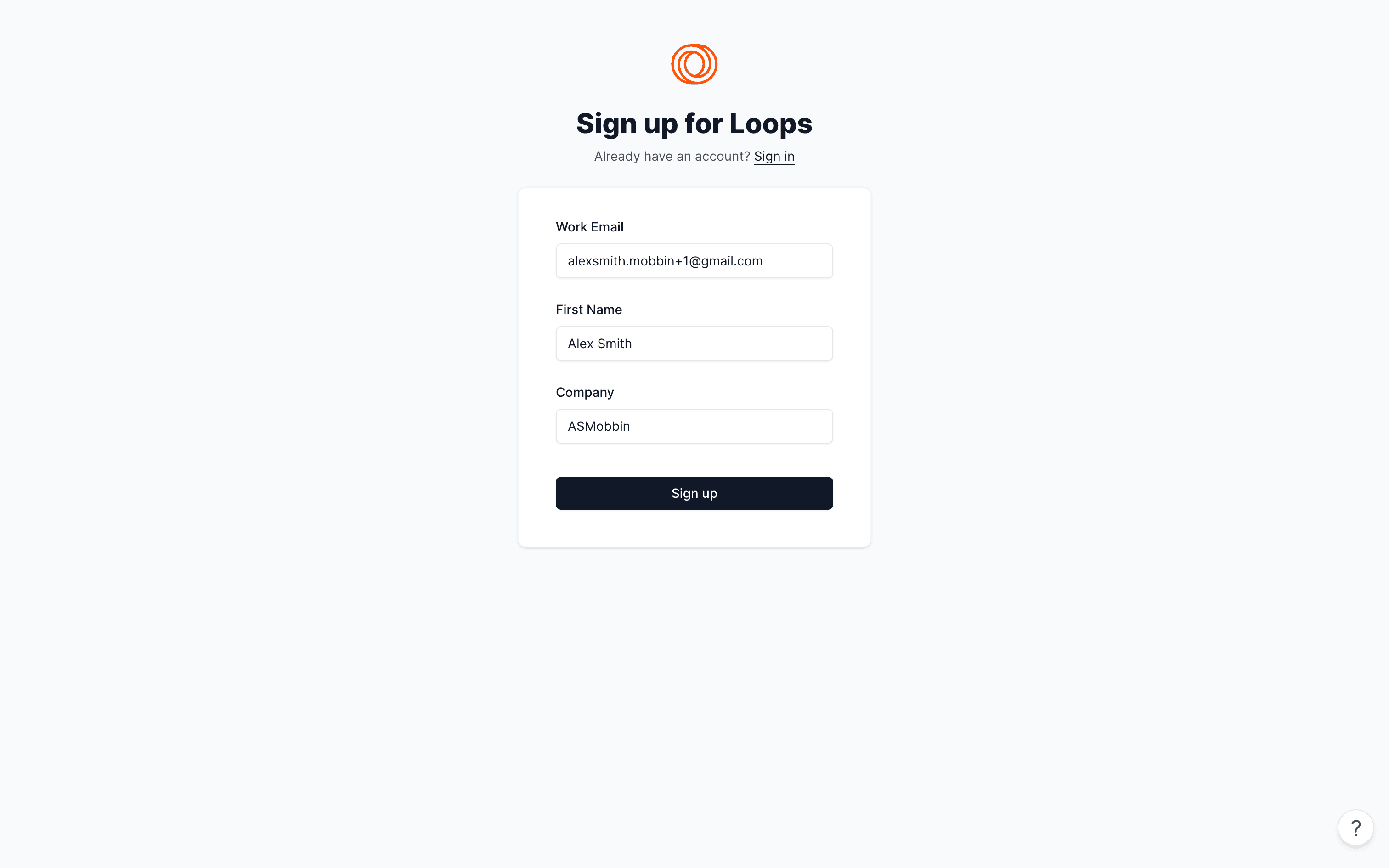Signup Website Design