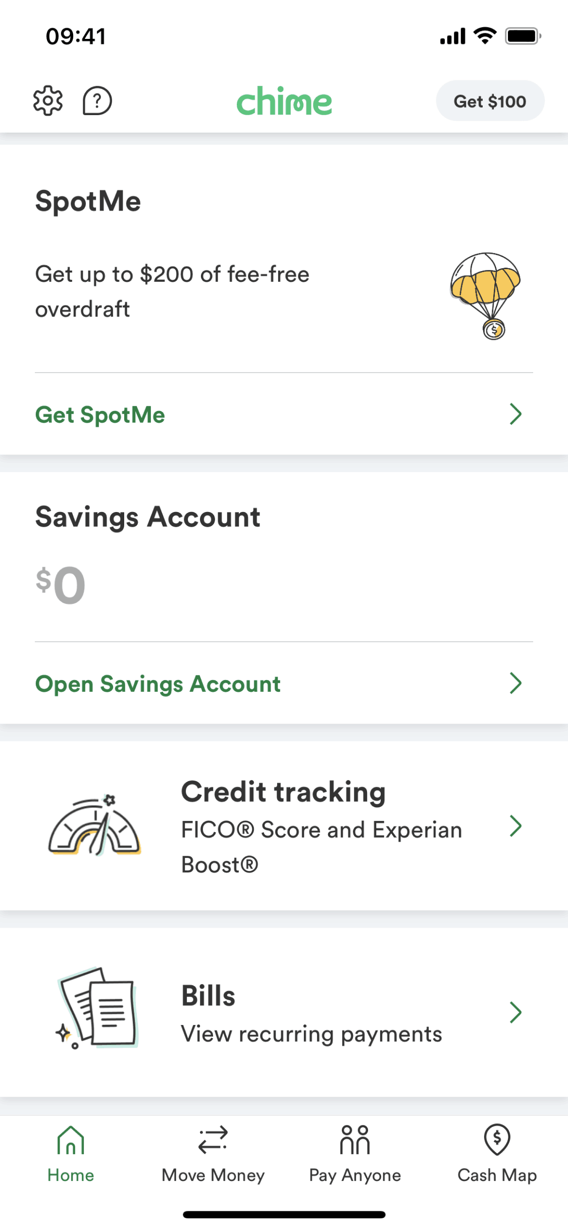 Chime iOS Home Flow | Mobbin