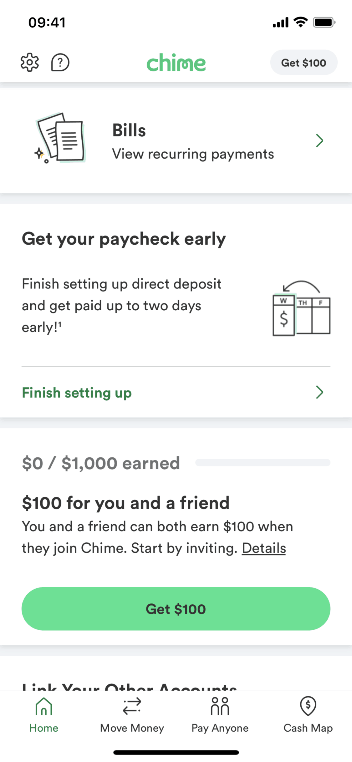 Chime iOS Home Flow | Mobbin