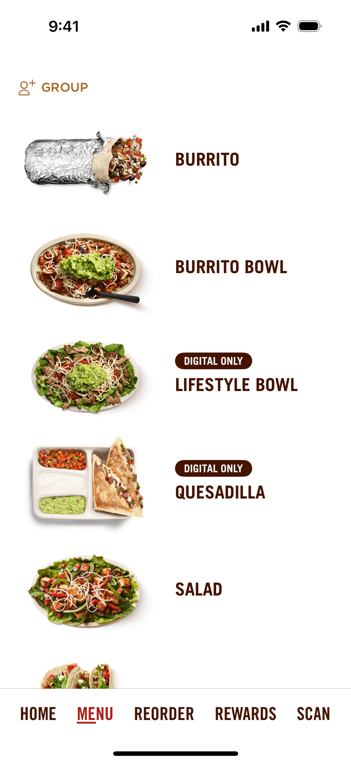 Chipotle iOS Menu Items | Mobbin