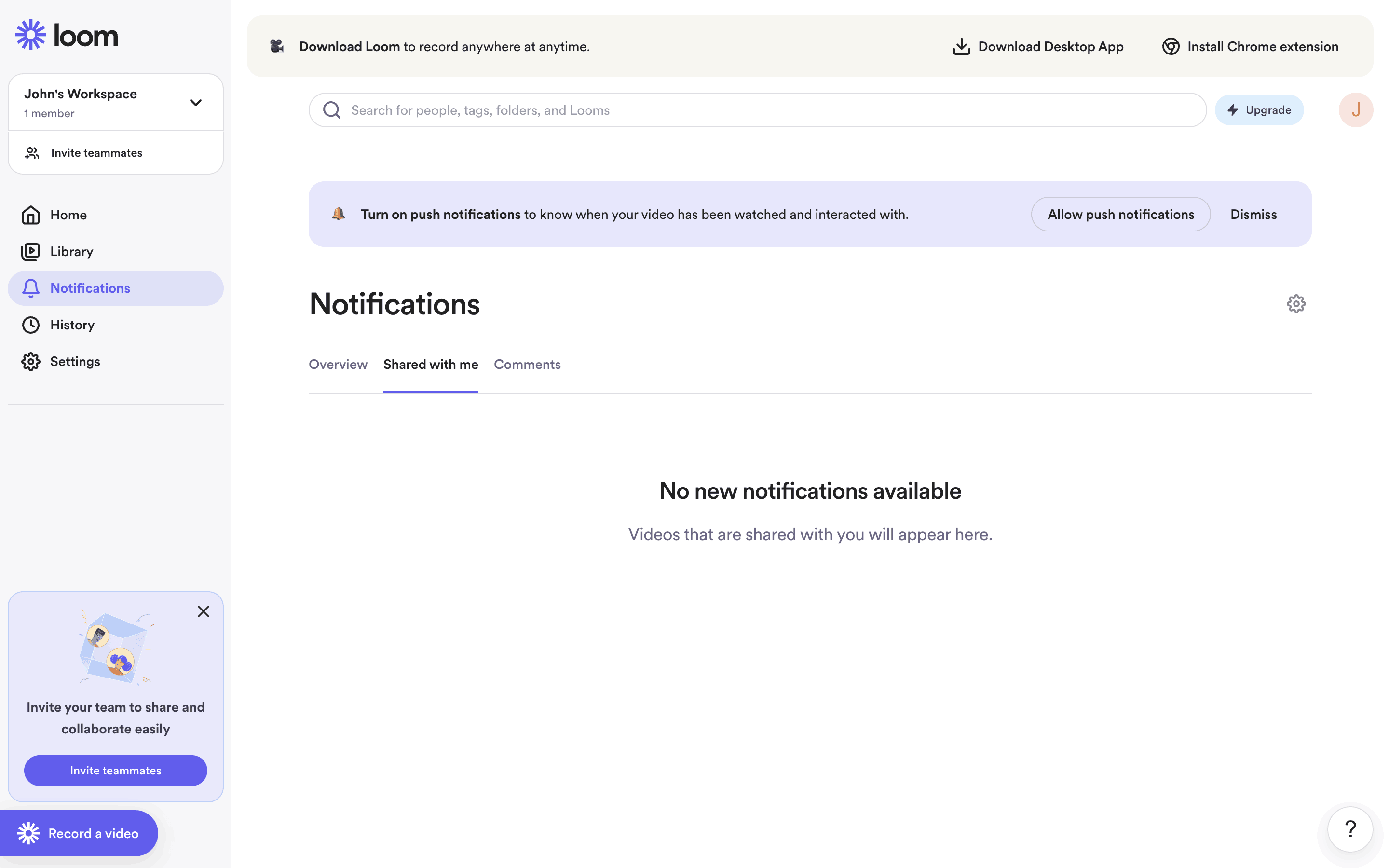 Notifications Website Design
