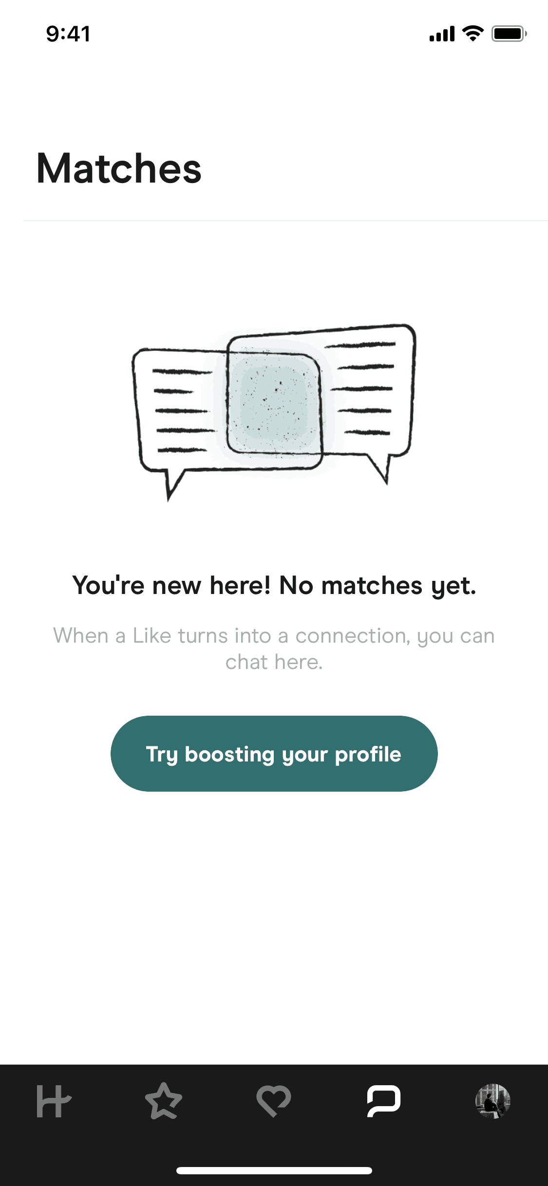 Hinge iOS Empty Matches List | Mobbin
