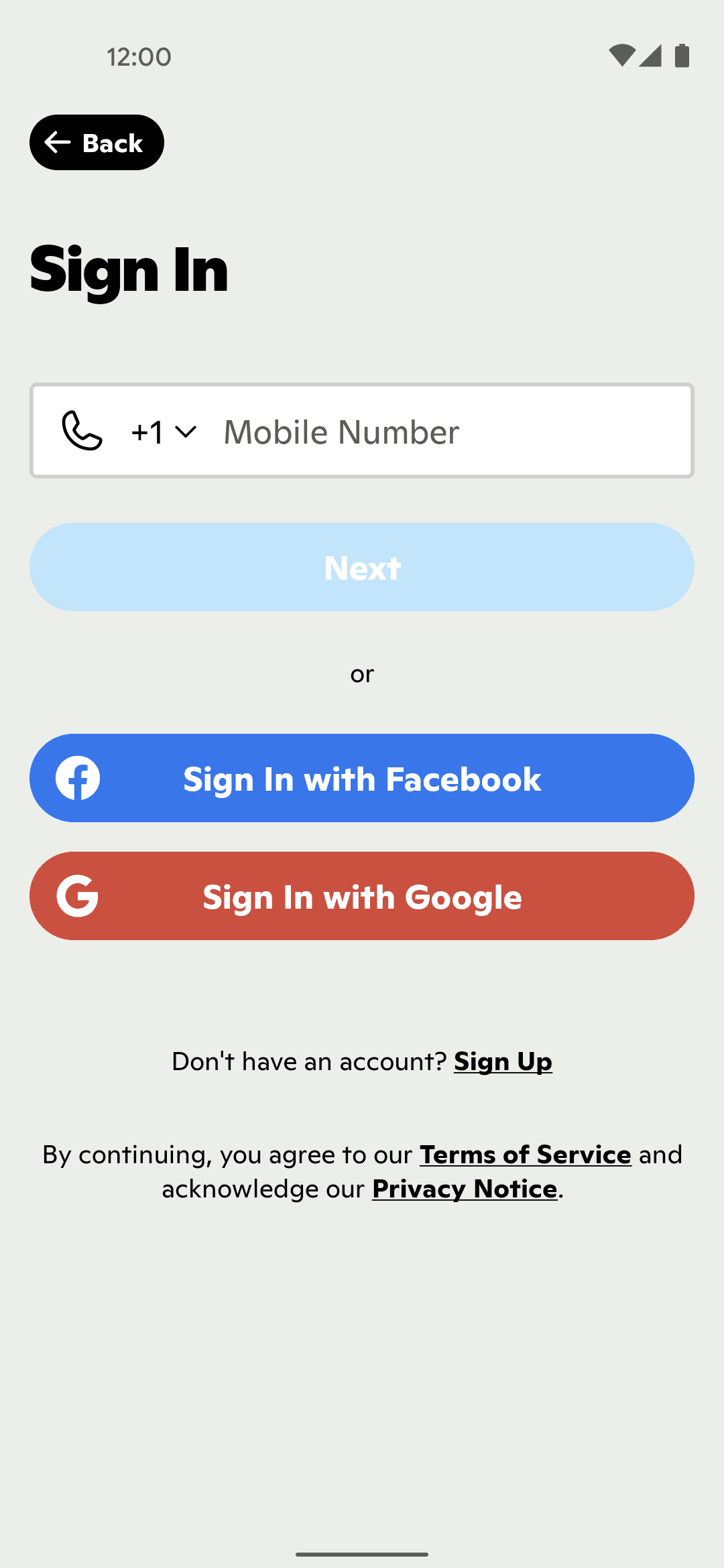 Login Mobile App Design