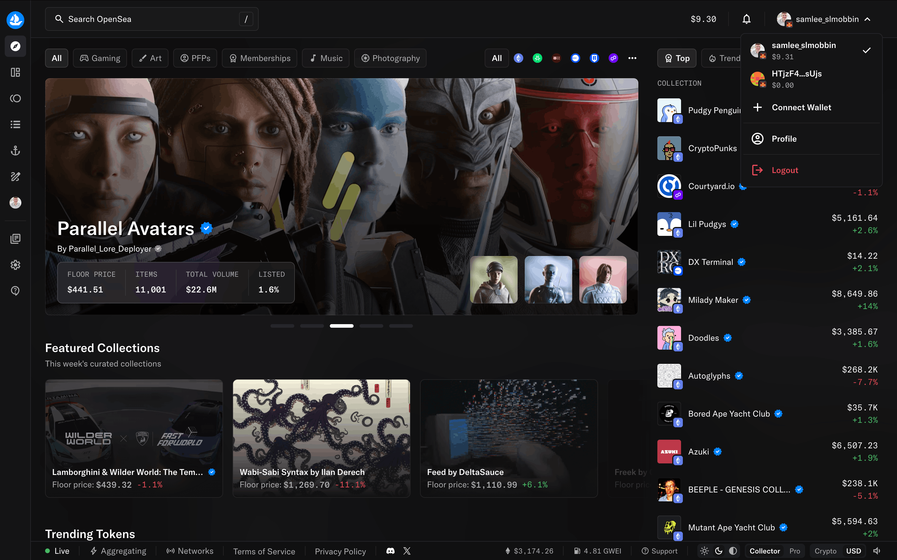 OpenSea Web Switching account Flow | Mobbin