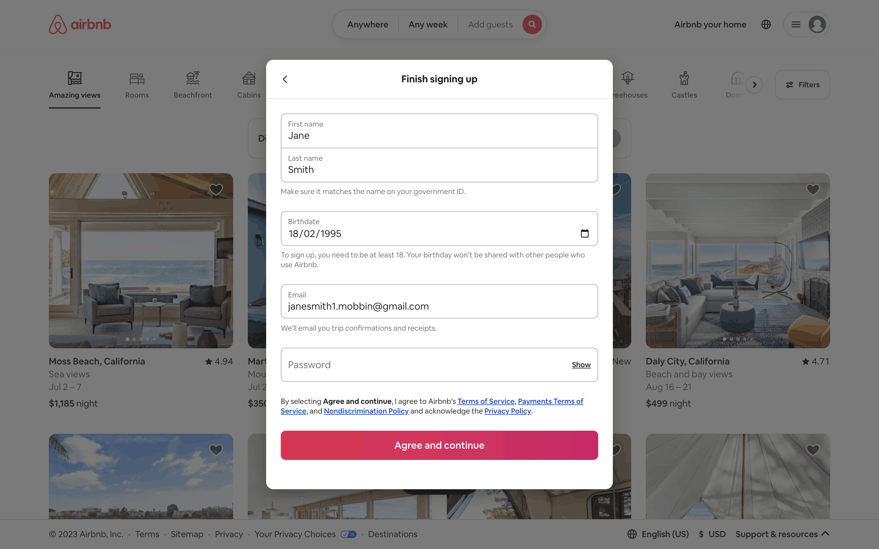 Signup Website Design