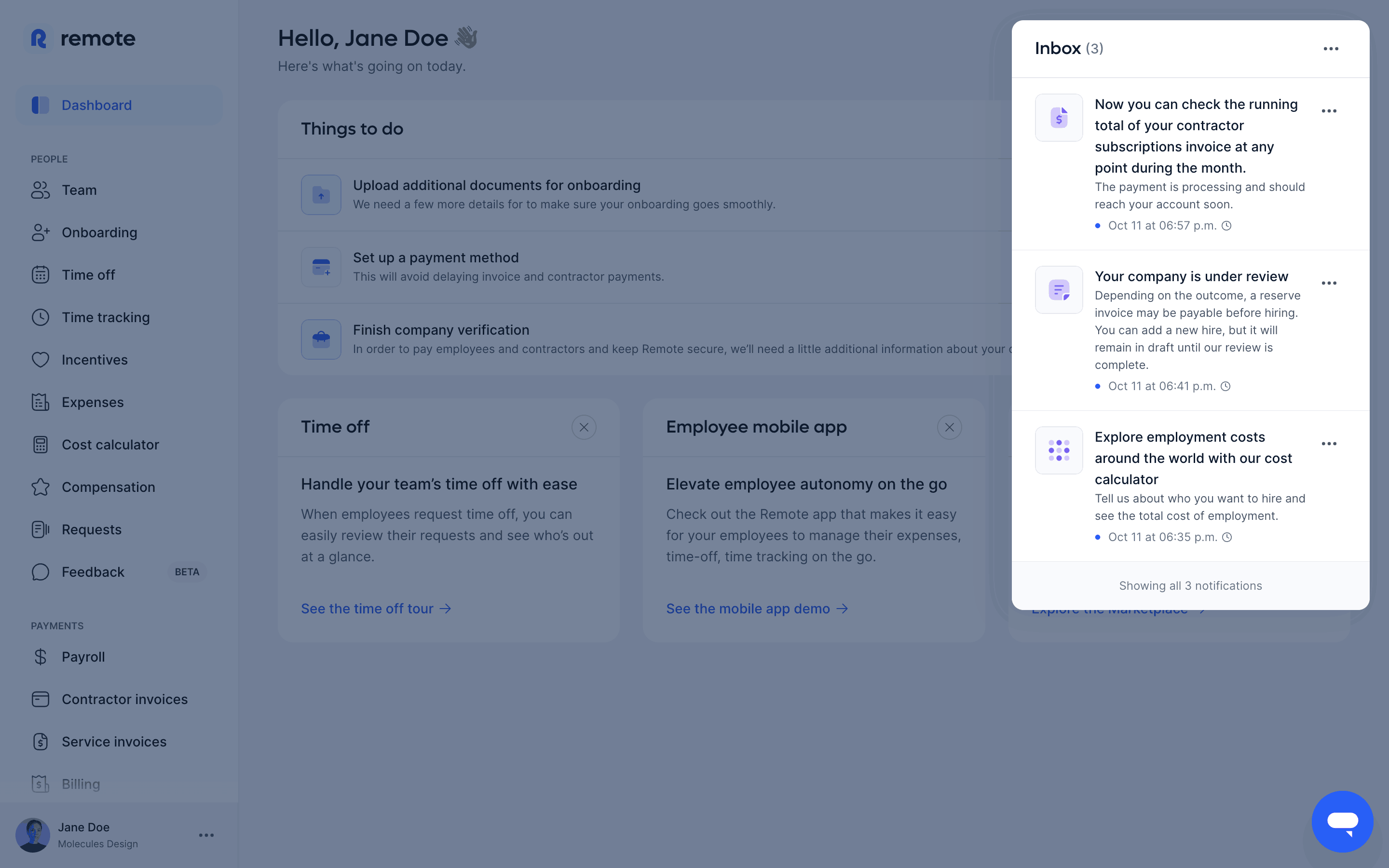 Notifications Website Design