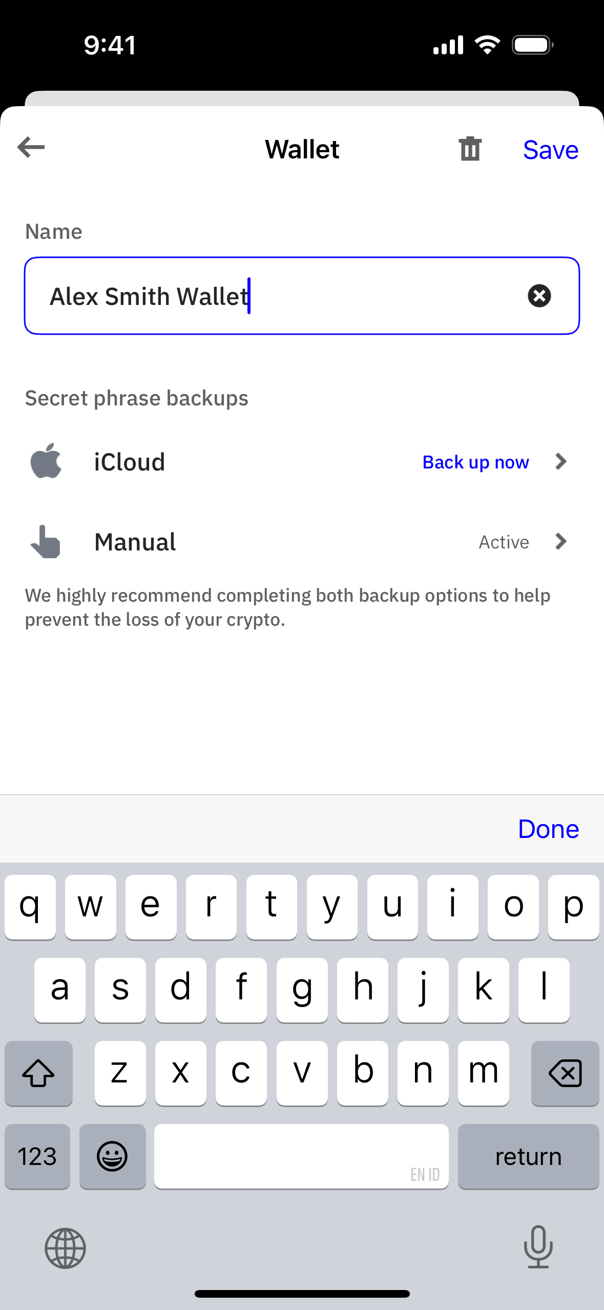 Trust Wallet iOS Wallet Name Edit | Mobbin