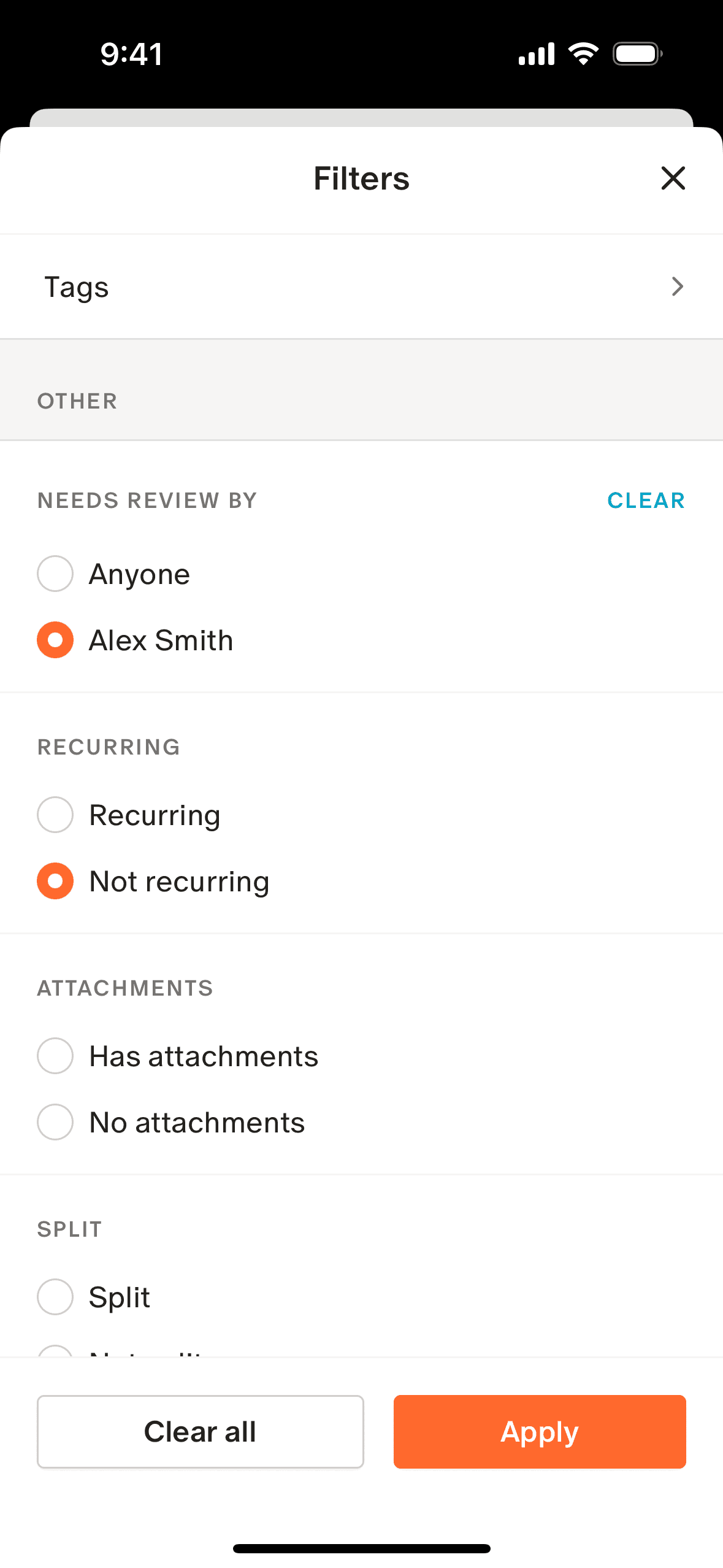 Filter & Sort Mobile App Design