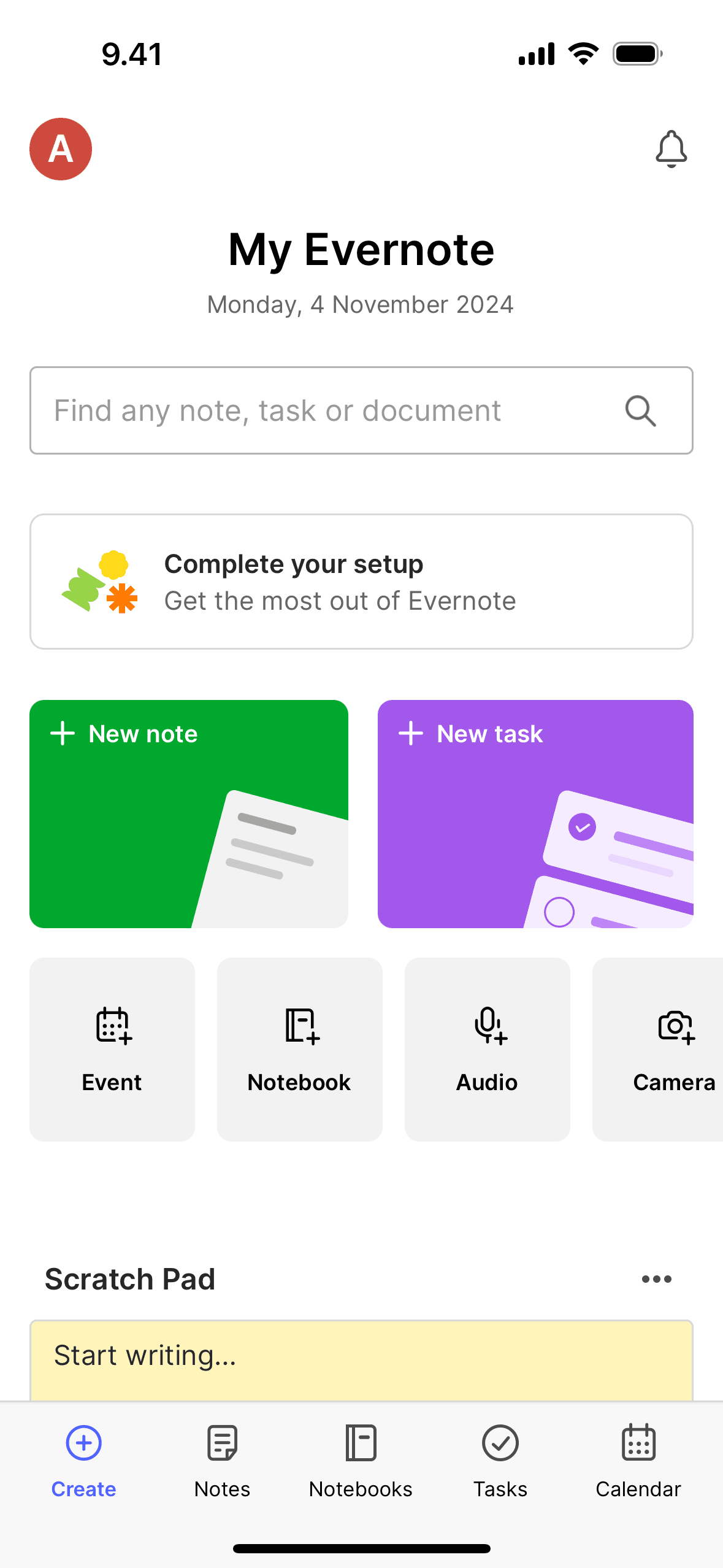 Evernote iOS Evernote Homepage | Mobbin