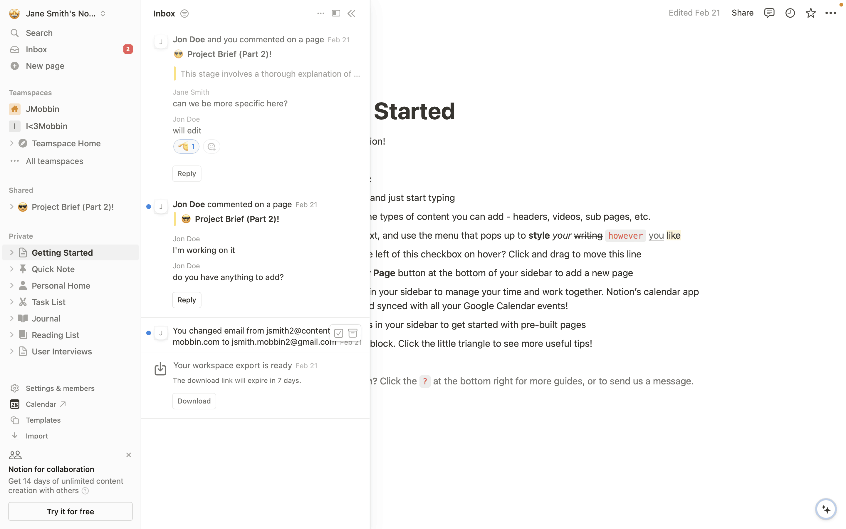 Notifications Website Design