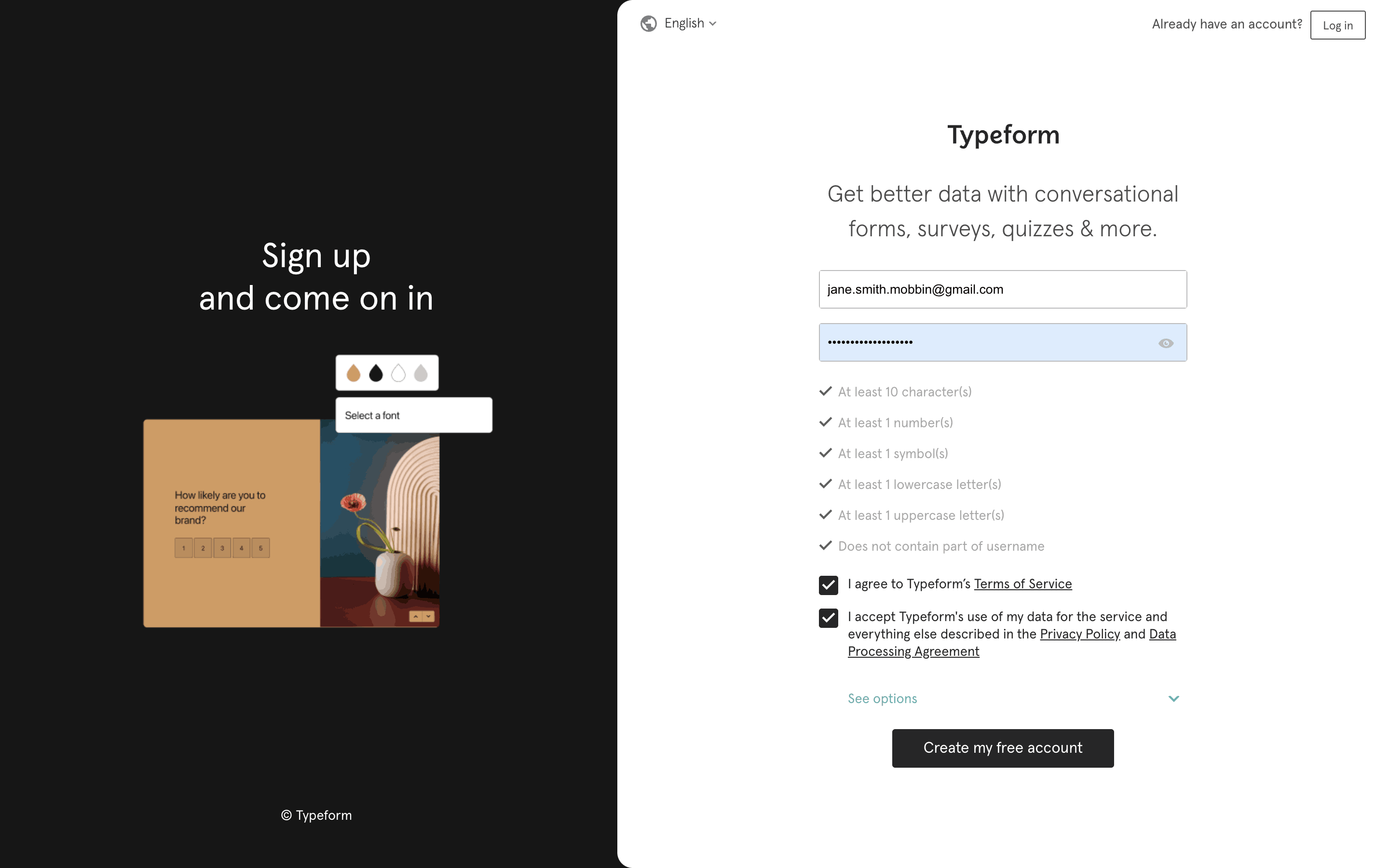 Signup Website Design