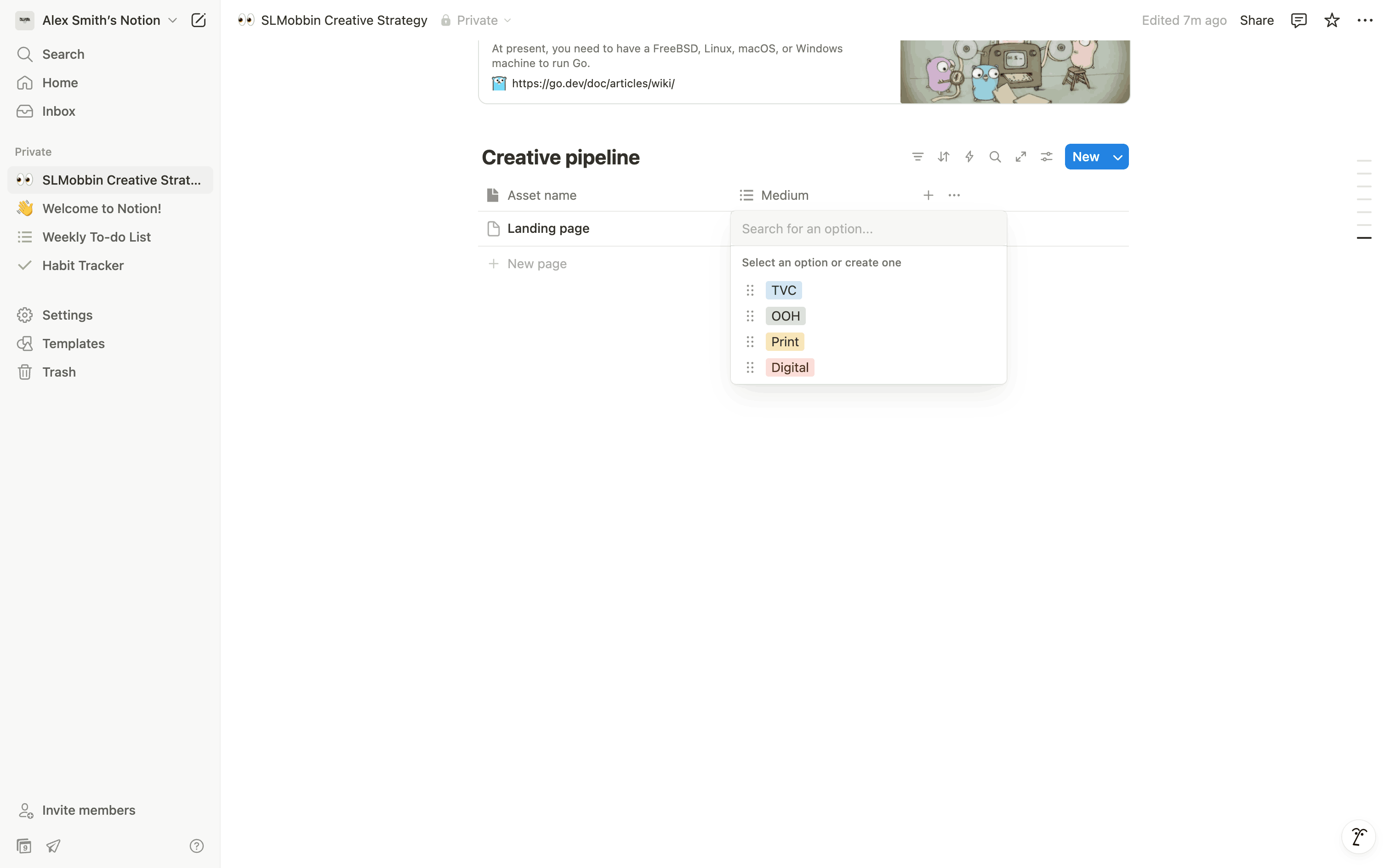 Notion Web Medium options selection | Mobbin