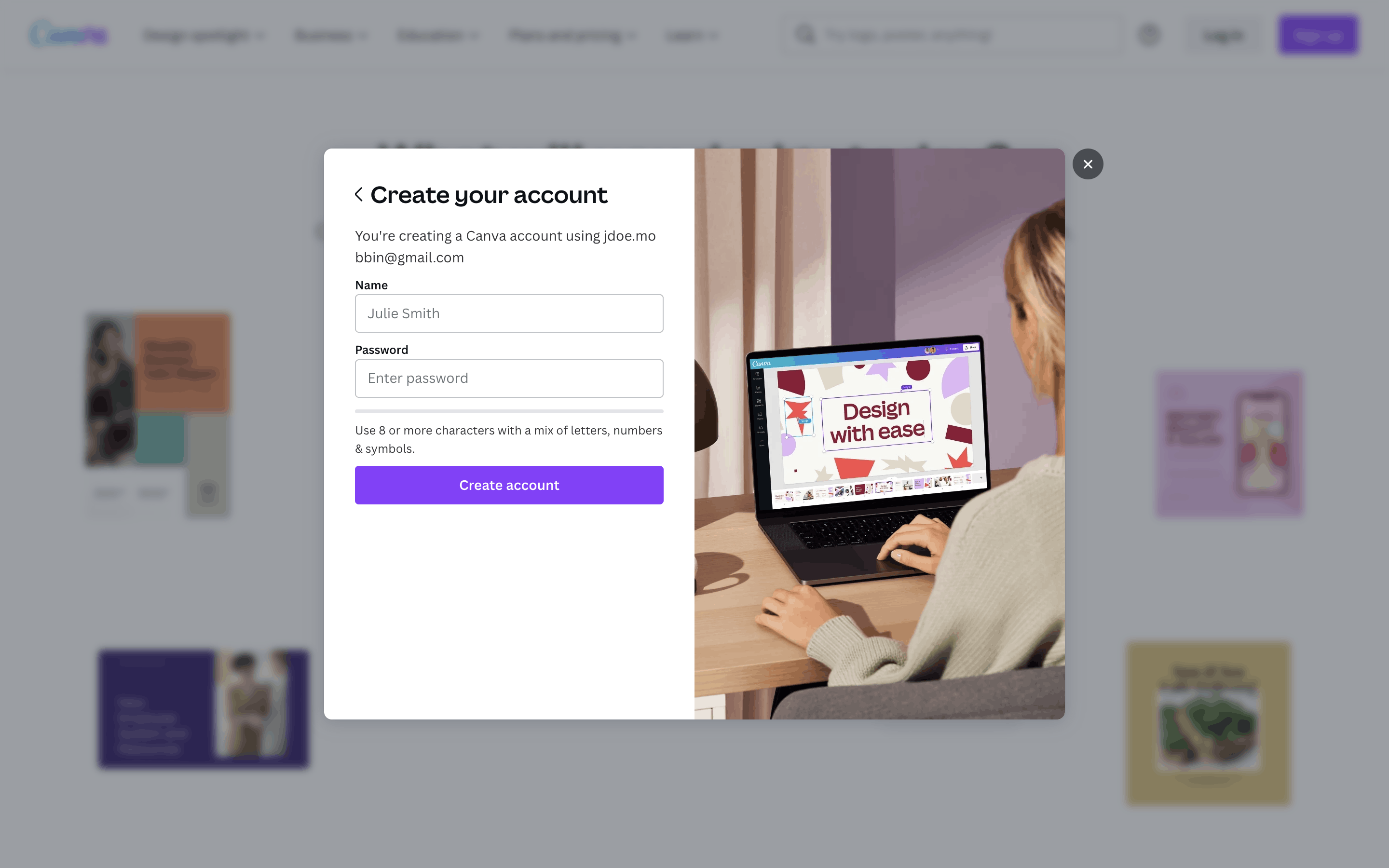 Signup Website Design