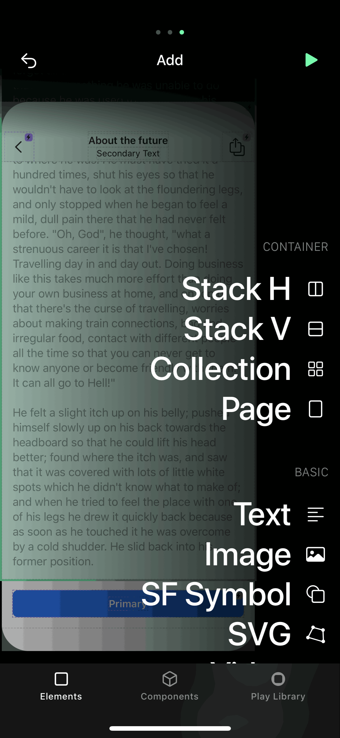 Play iOS Add Elements | Mobbin