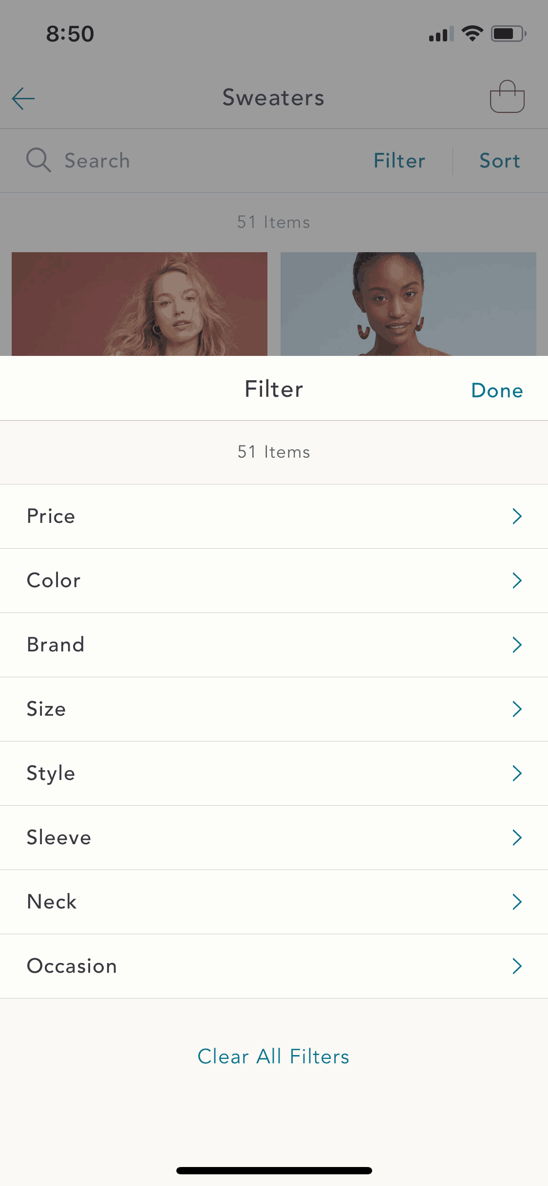 Filter & Sort Mobile App Design