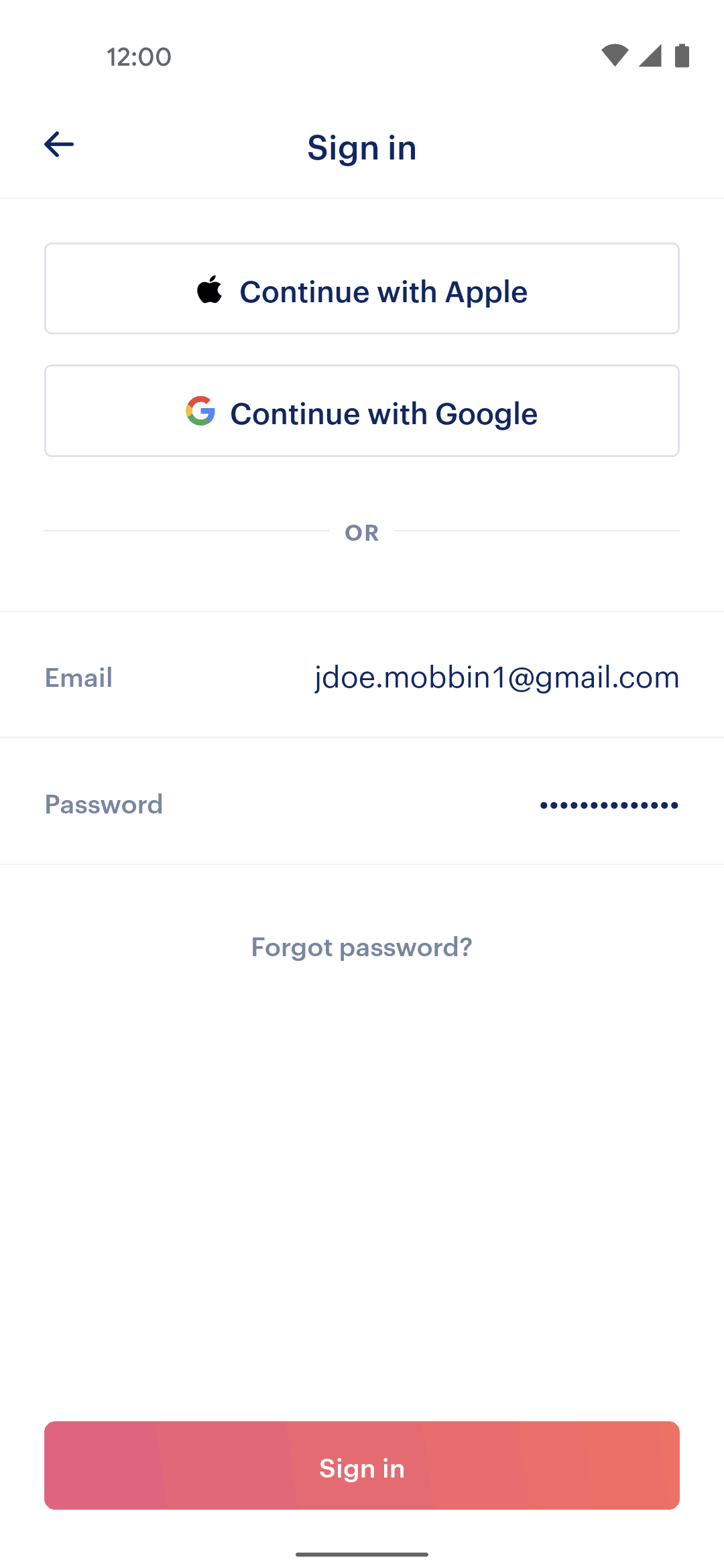 Login Mobile App Design