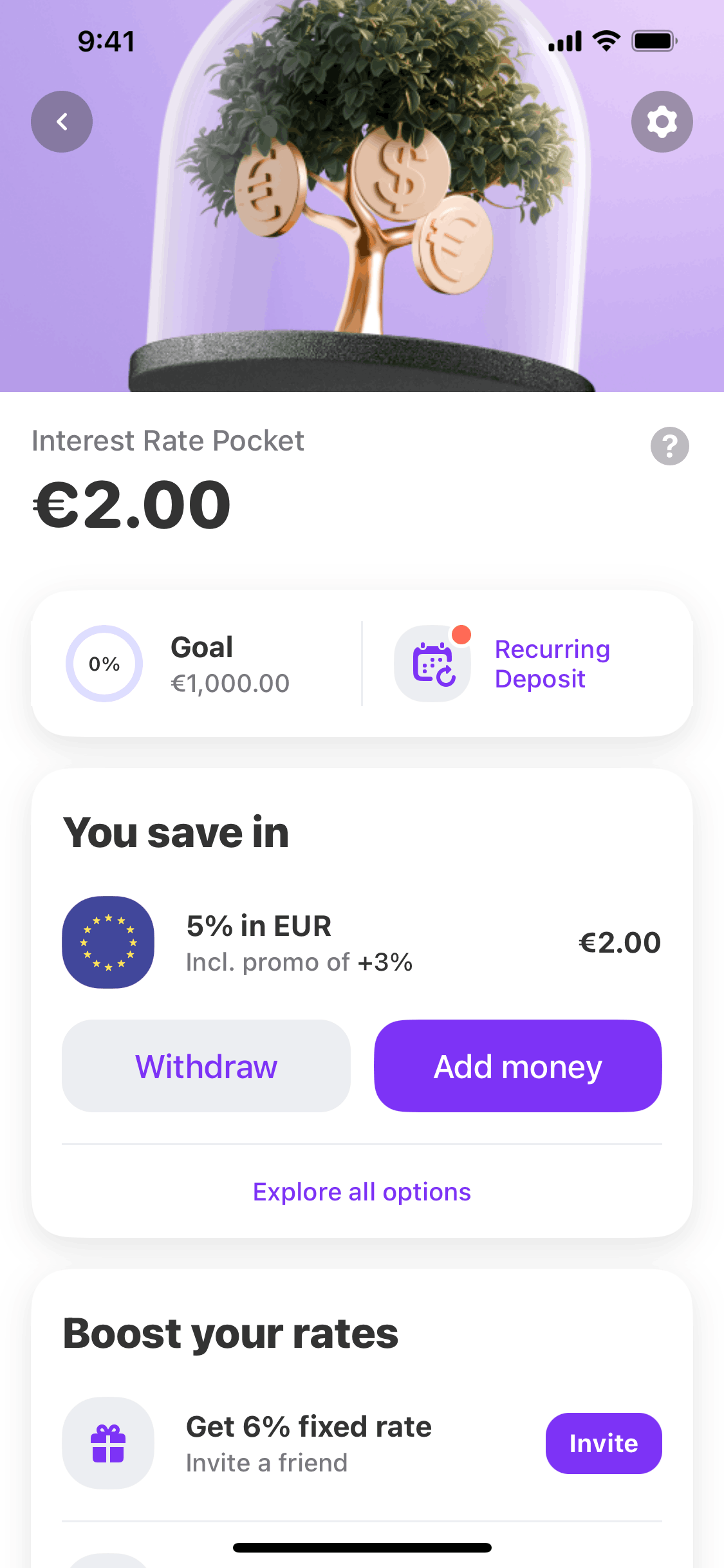 Vivid iOS Interest Rate Pocket | Mobbin