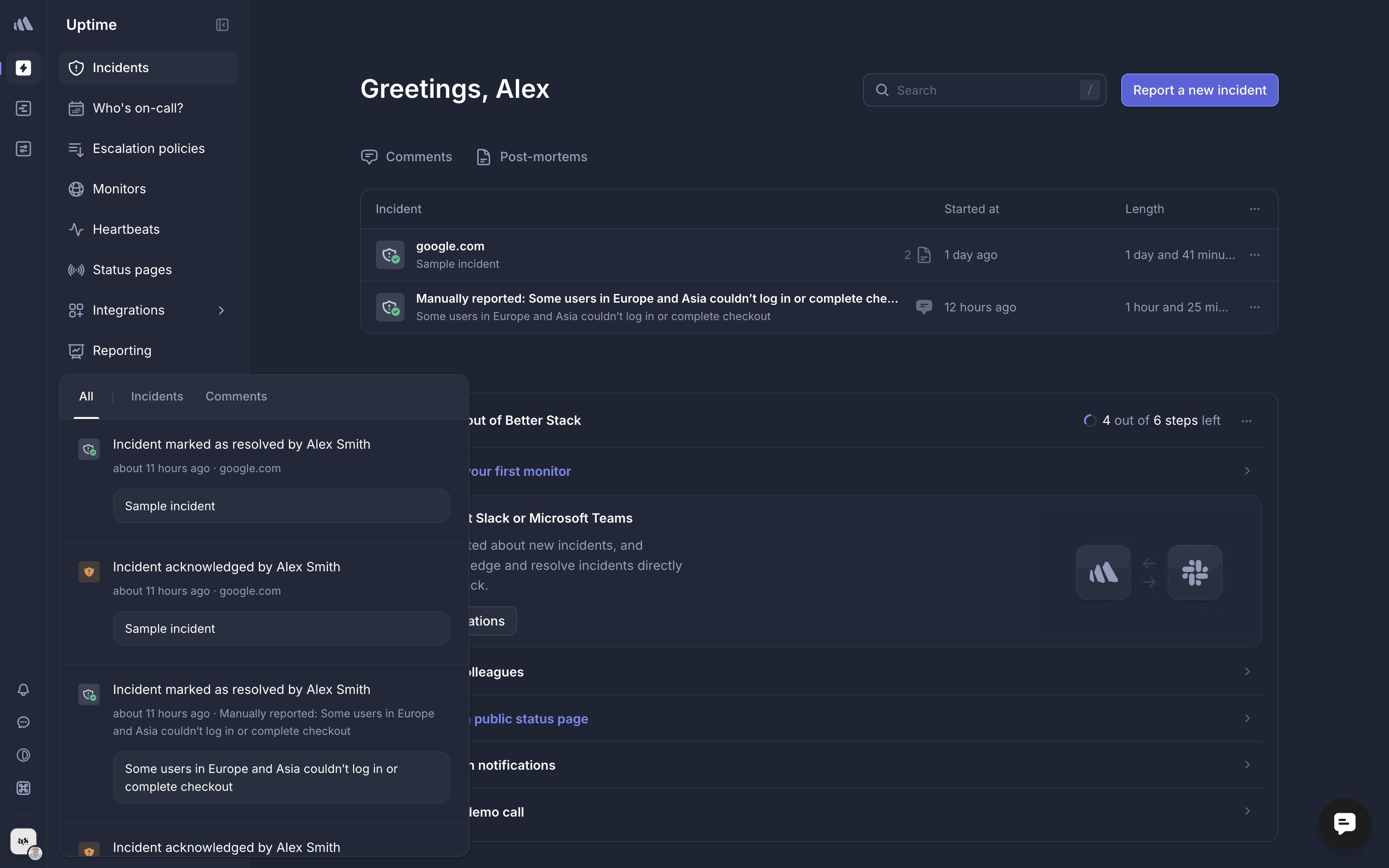 Notifications Website Design