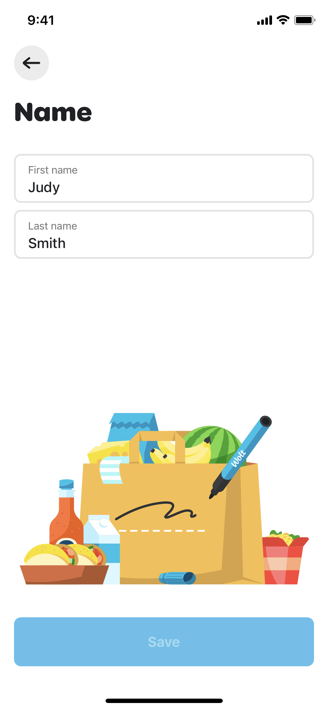 Wolt Delivery iOS Name Edit Form | Mobbin