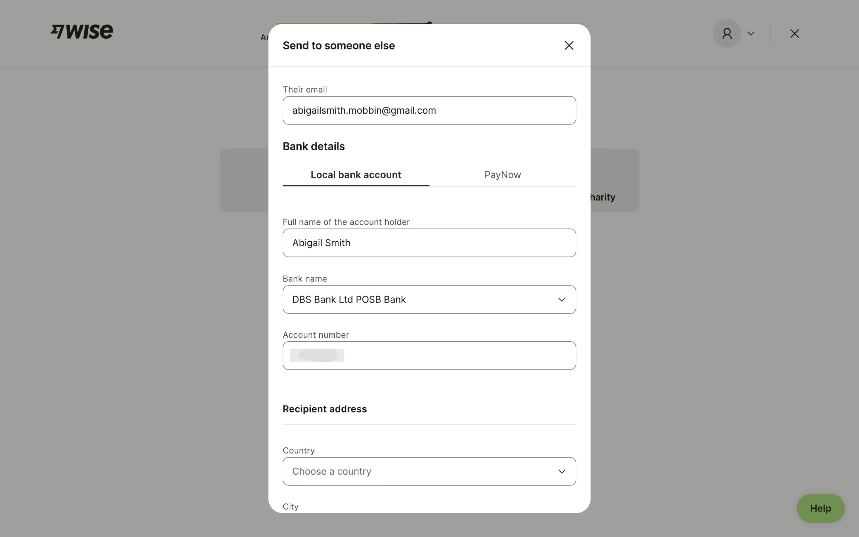 Wise Web Adding recipient Flow | Mobbin