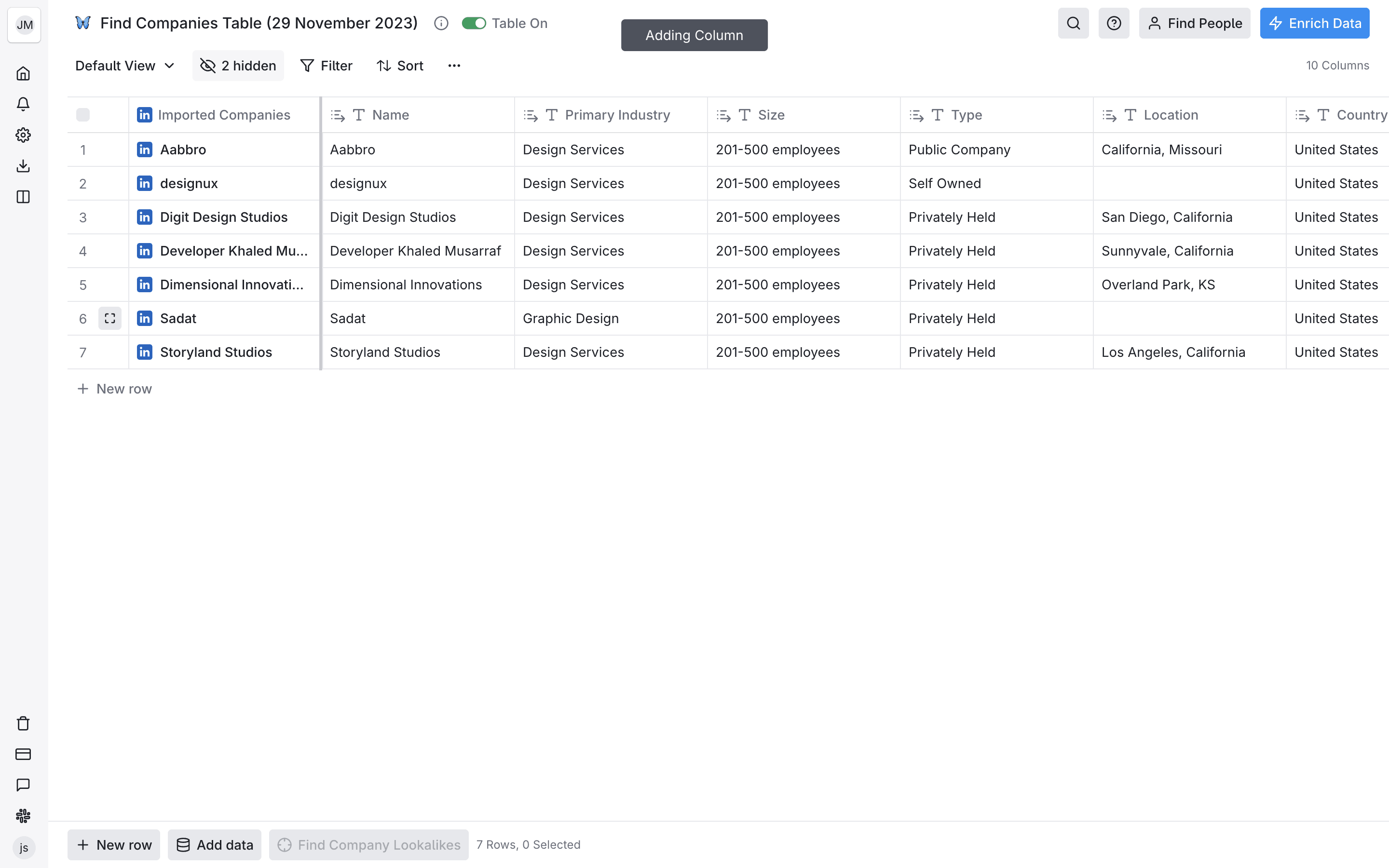 Clay Web Adding columns Flow | Mobbin