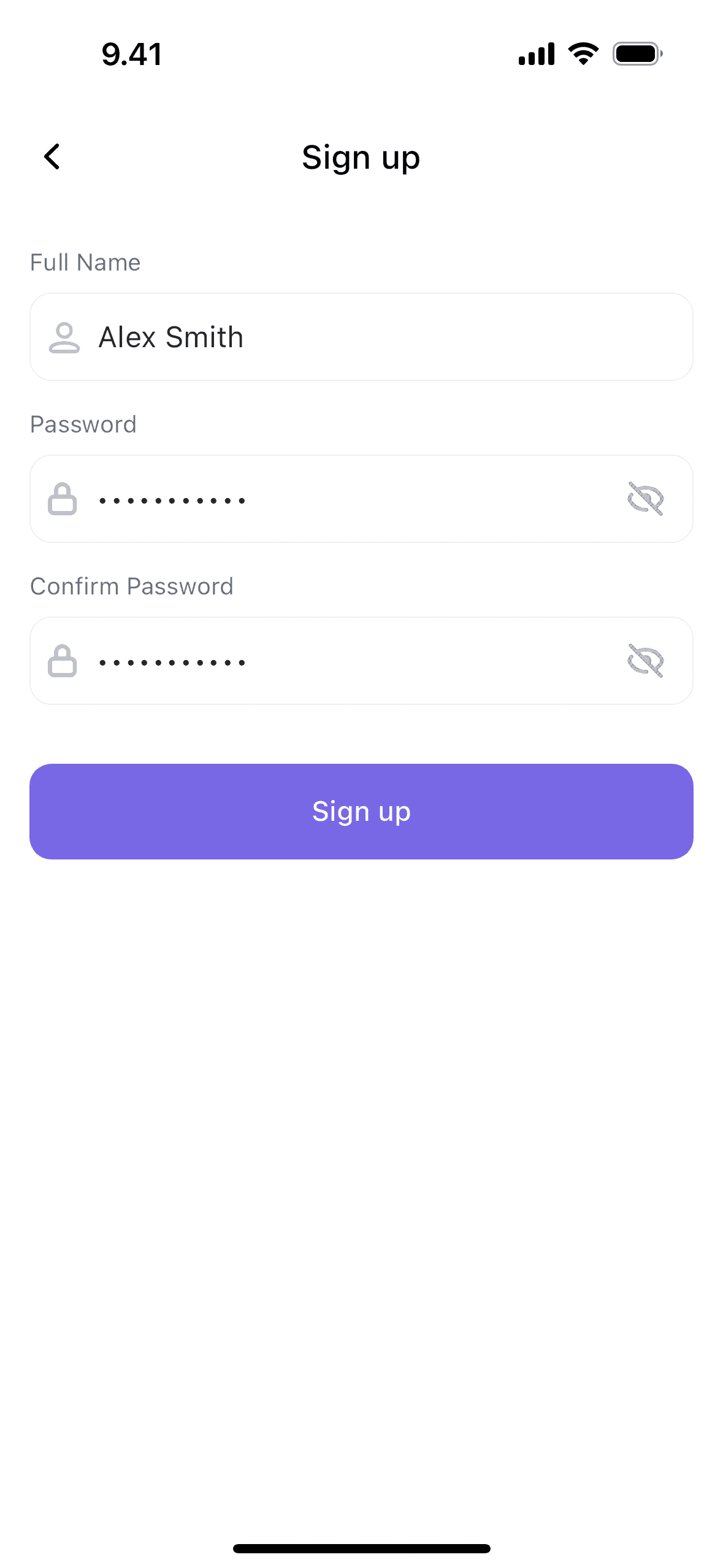 Signup Mobile App Design