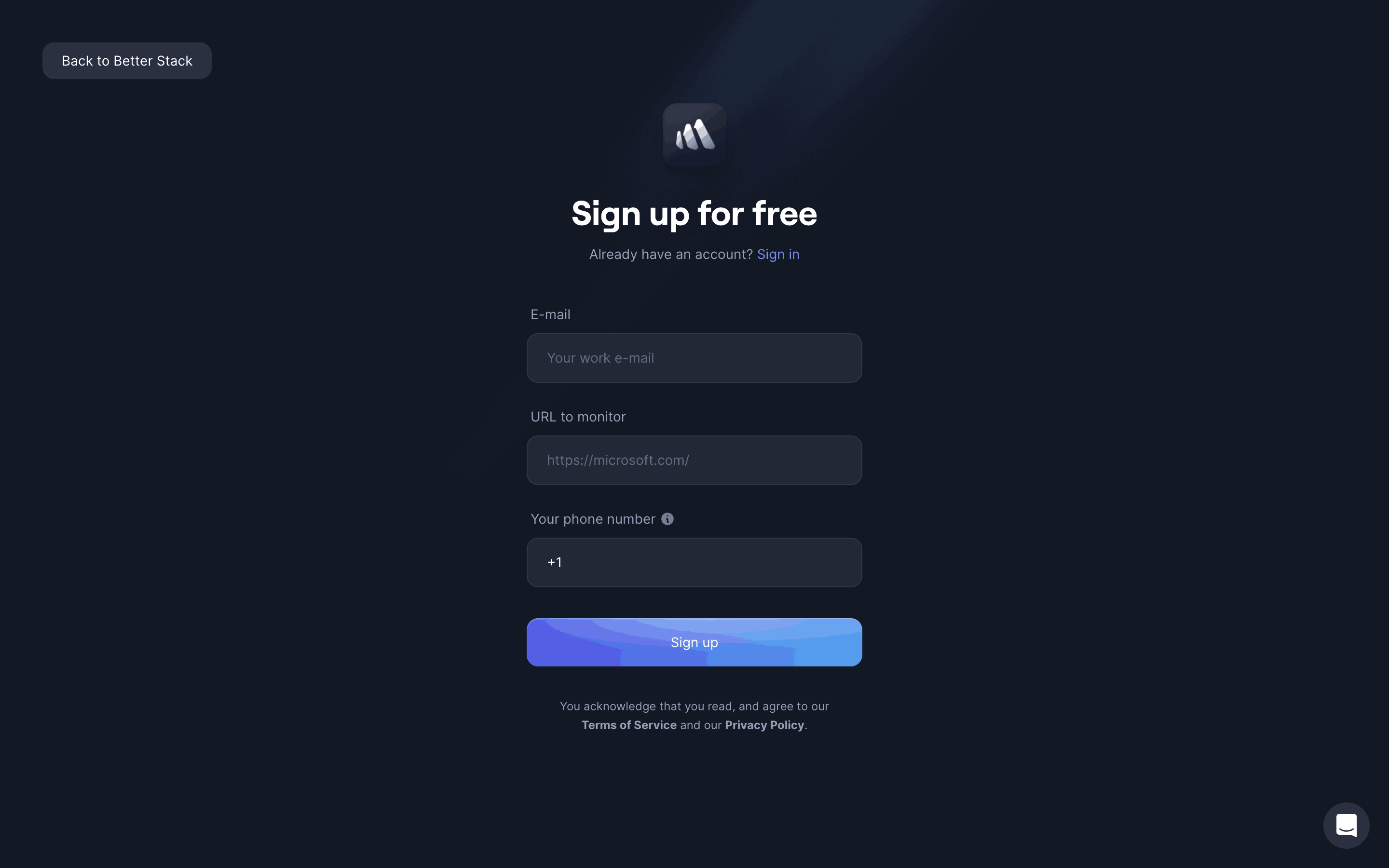 Signup Website Design