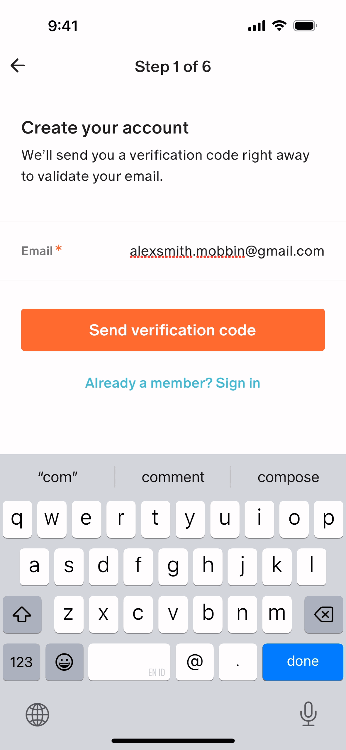 Signup Mobile App Design