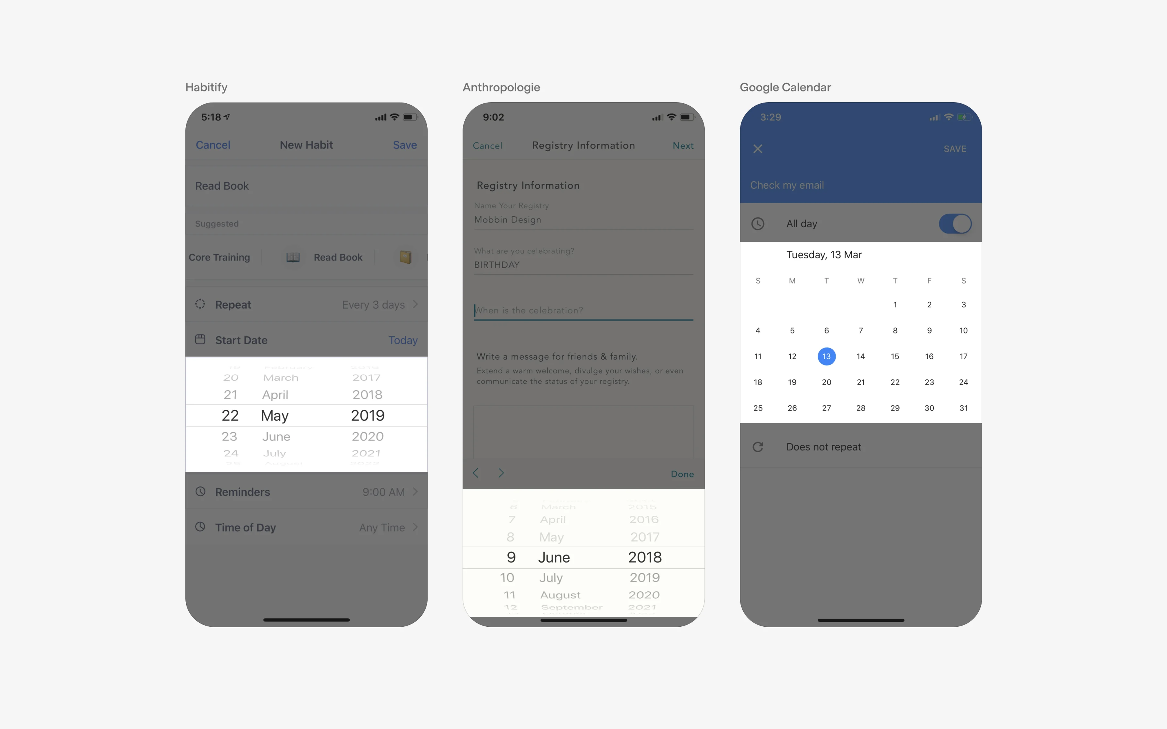 Date Picker UI Design: Best practices, Design variants & Examples | Mobbin