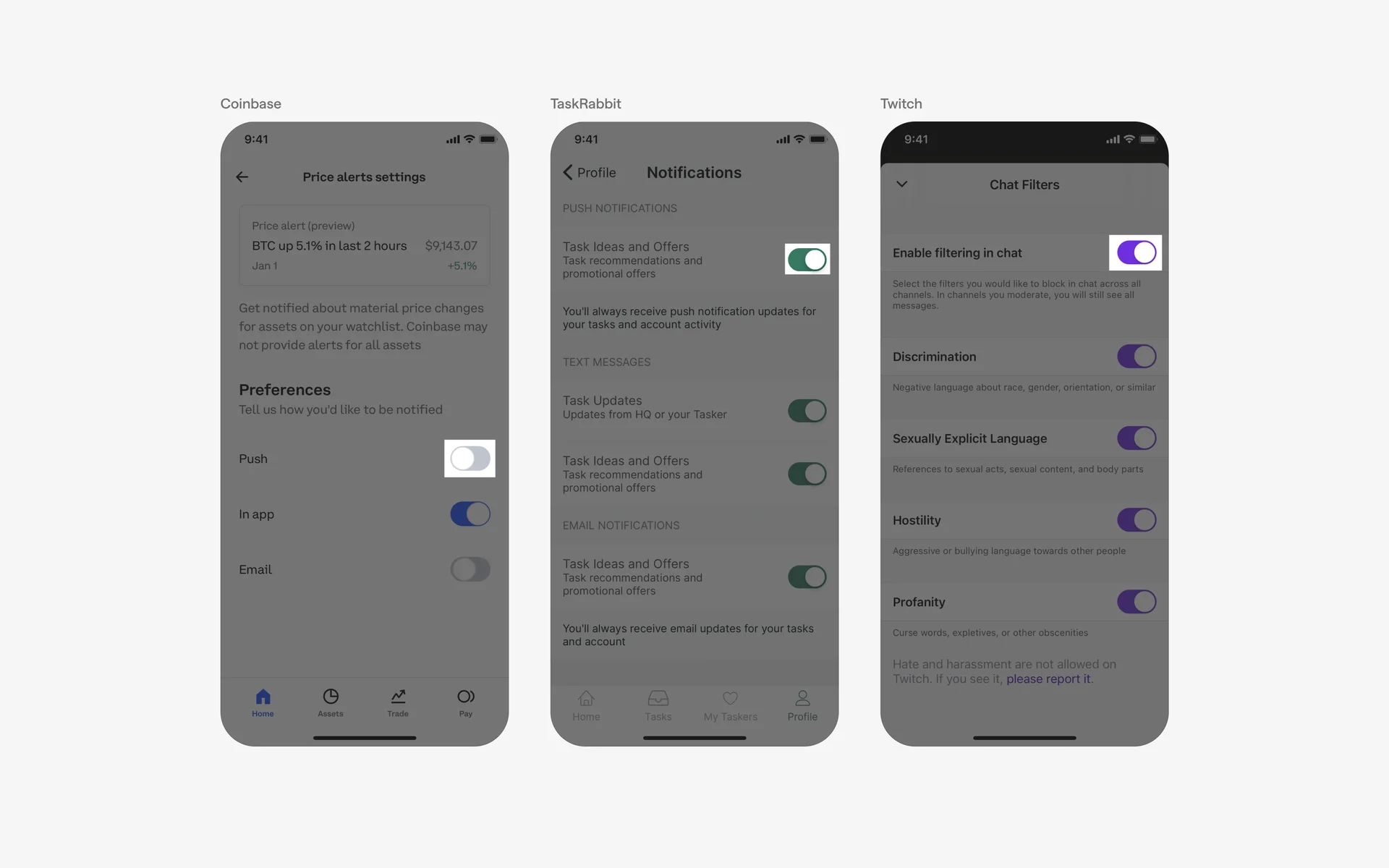 Switch UI Design: Best practices, Design variants & Examples | Mobbin