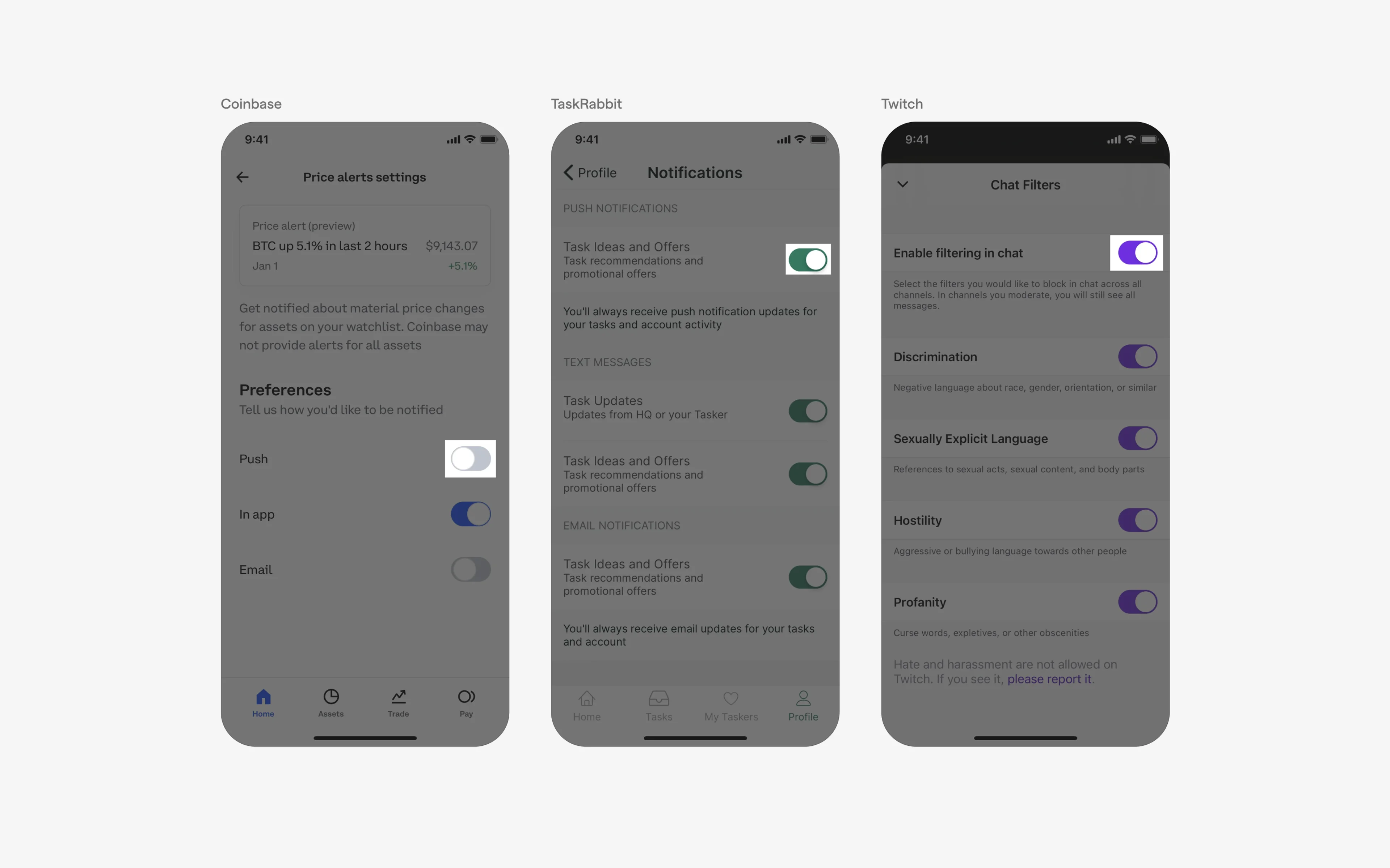 Switch UI Design: Best practices, Design variants & Examples | Mobbin