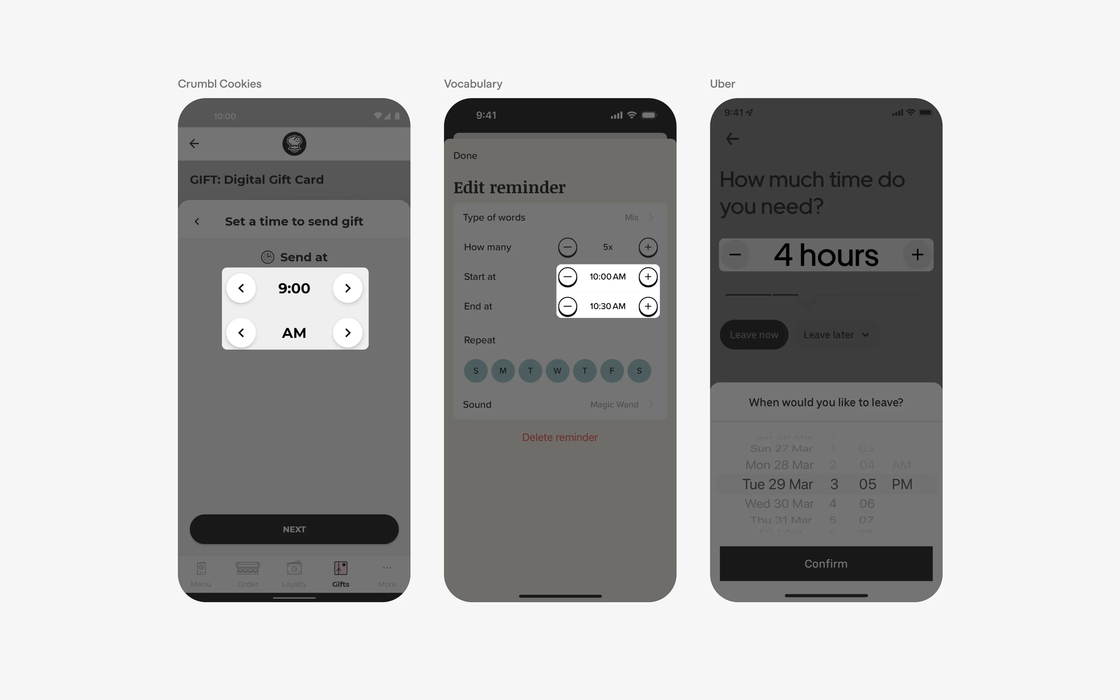 Time Picker UI Design: Best practices, Design variants & Examples | Mobbin